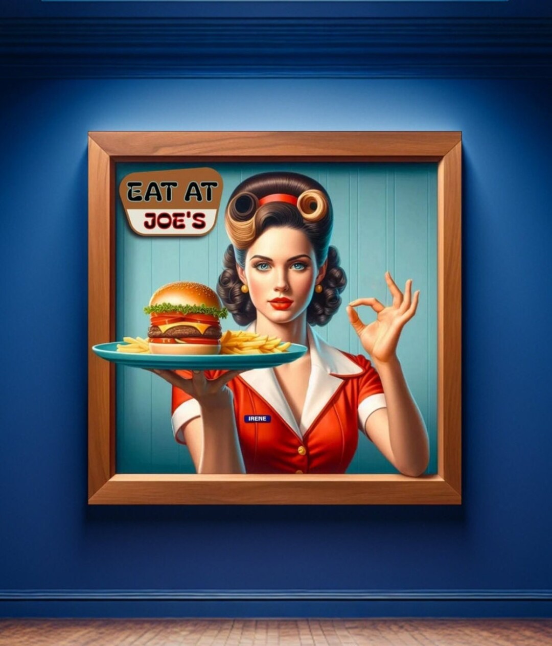 Retro Waitress Wall Art 3D Fun Optical Illusion Retro Brunette "irene ...