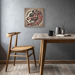 First Nations Wolf Abstract Pacific Northwest Pop Art Mid-century Oil ...