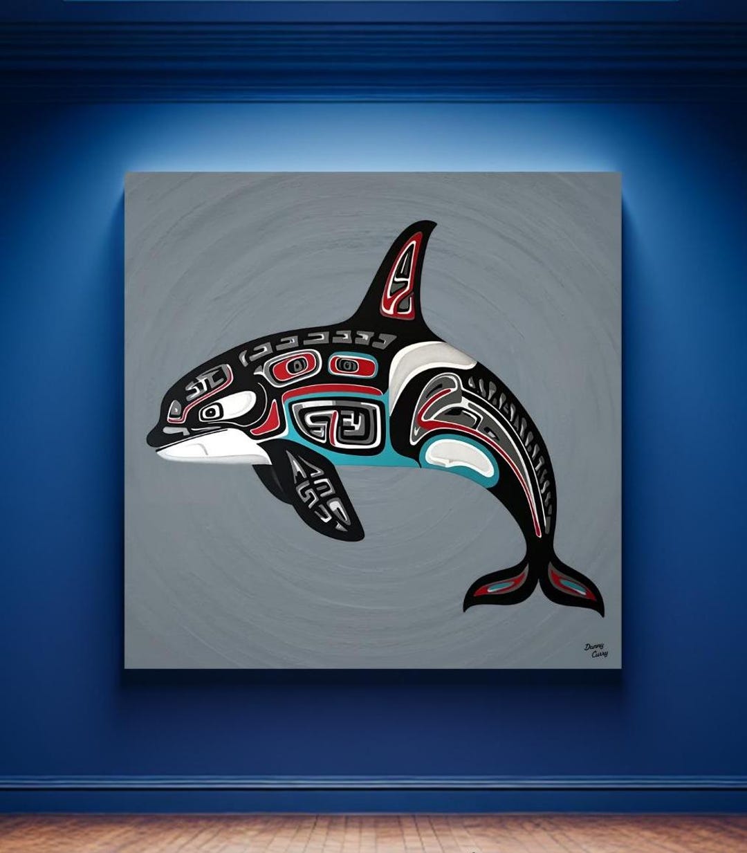 First Nations Orca Abstract Pacific Northwest Mid-century Oil Paint ...