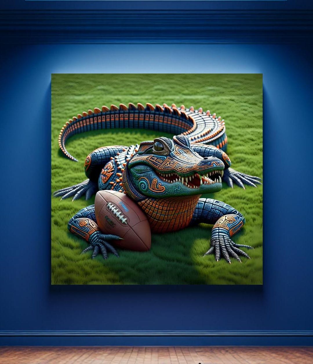 Gator Wall Art Abstract Canvas Print Orange & Blue Gators Lover Gift ...