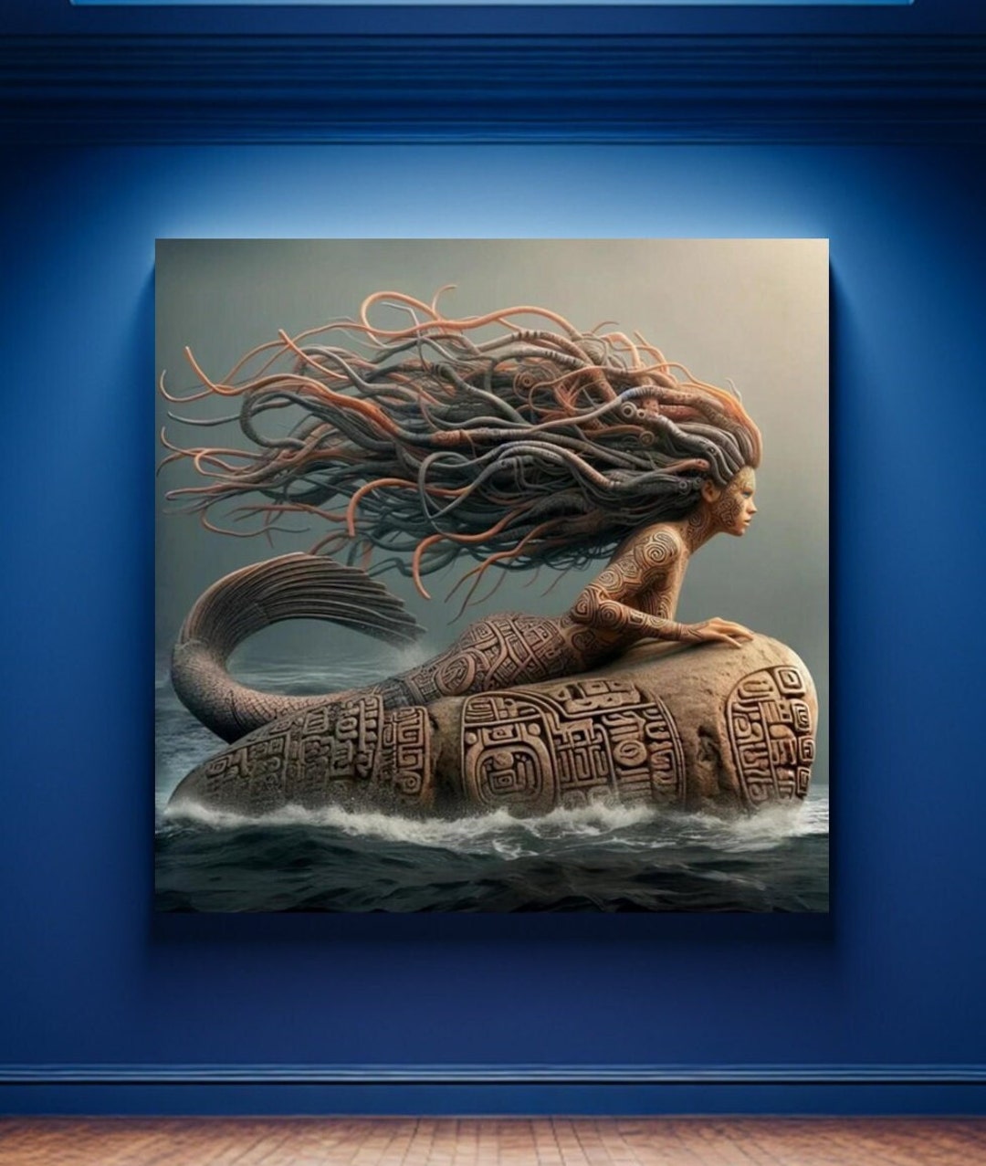 Mermaid Wall Art Dark Academia Canvas Print Nautical Wall Decor Gift ...