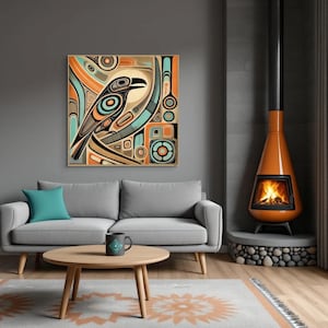 First Nations Raven Abstract Pacific Northwest Mid-century Oil Paint ...