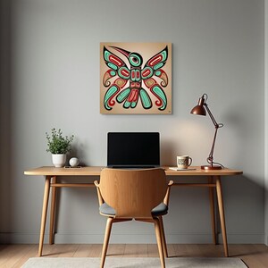 First Nations Hummingbird Abstract Pacific Northwest Mid-century Oil ...