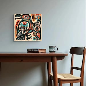 First Nations Raven Abstract Pacific Northwest Pop Art Mid-century Oil ...