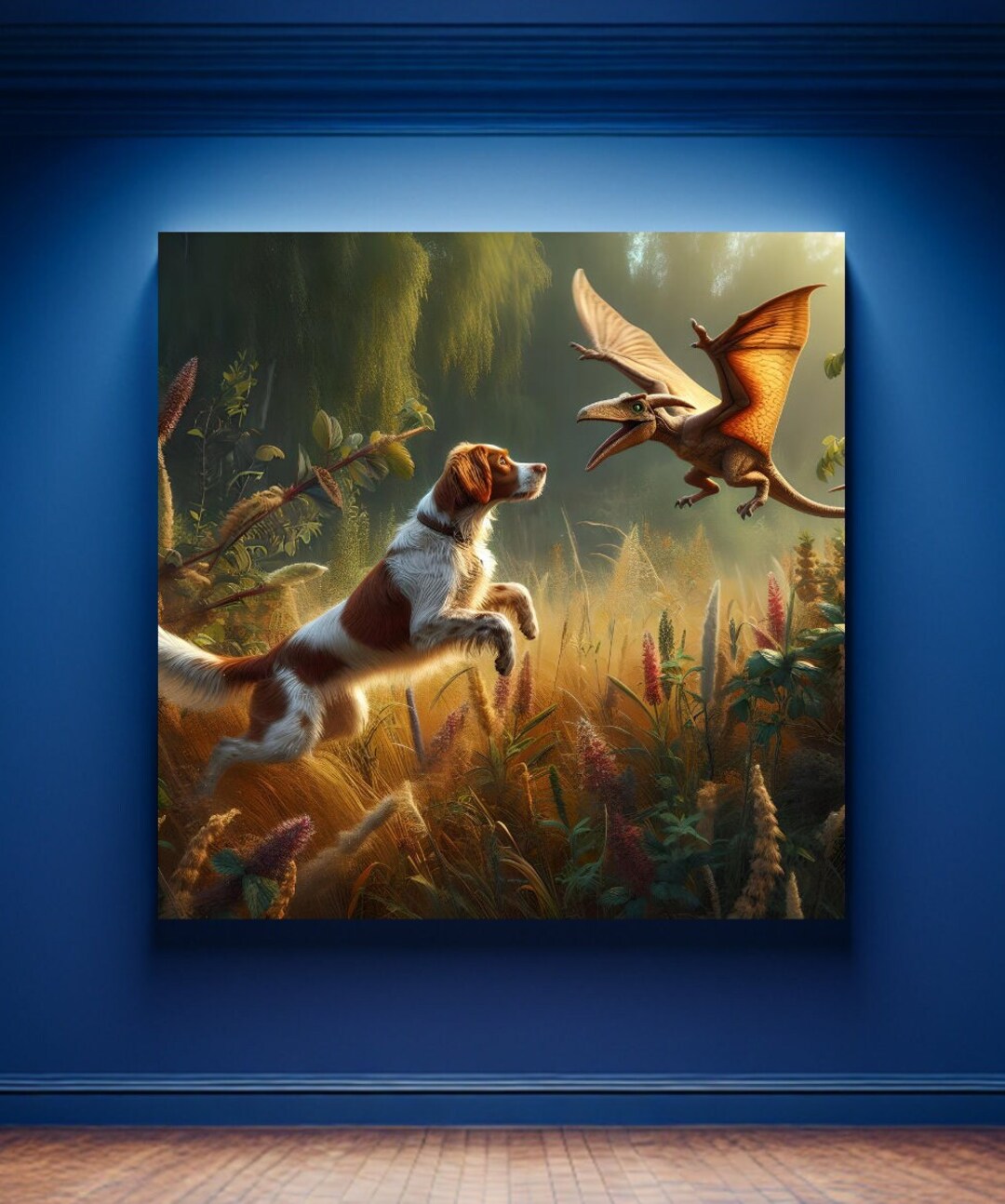 Brittany Spaniel Upland Pterodactyl Hunting Jurassic Abstract Absurdity ...