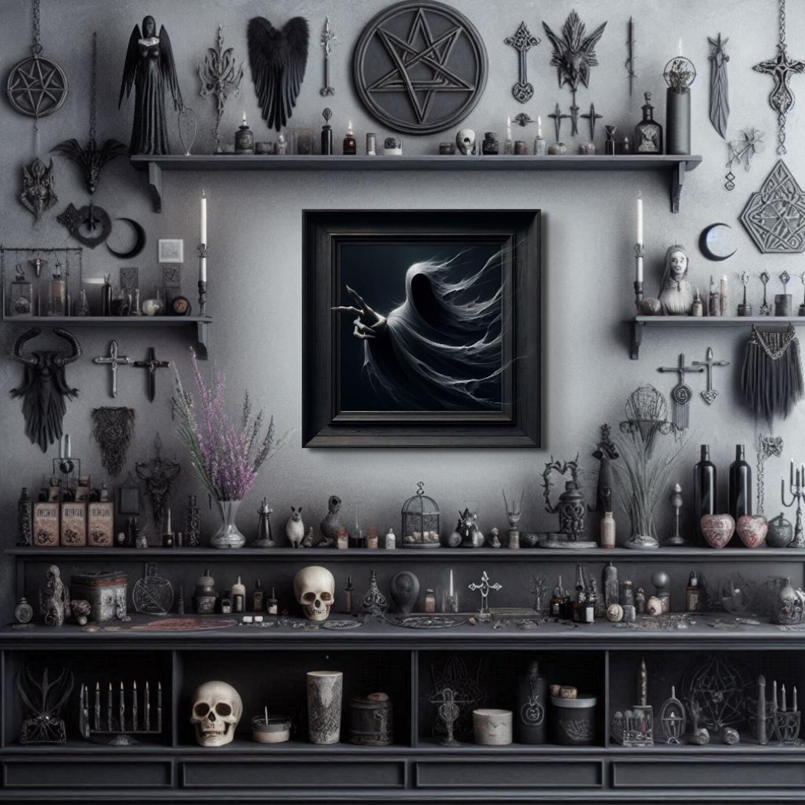 Peaceful Ghost Wall Art 3D Unique Optical Illusion Dark Academia ...