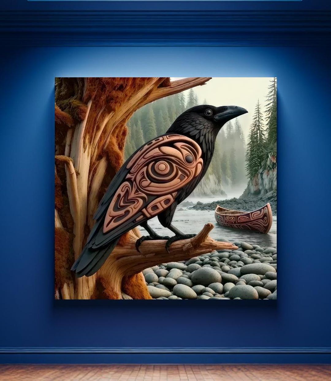 Haida First Nations Black Raven Wall Art Unique Abstract Raven Pacific ...