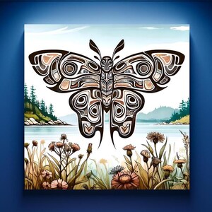 First Nations Butterfly Abstract Pacific Northwest Signed Watercolor ...