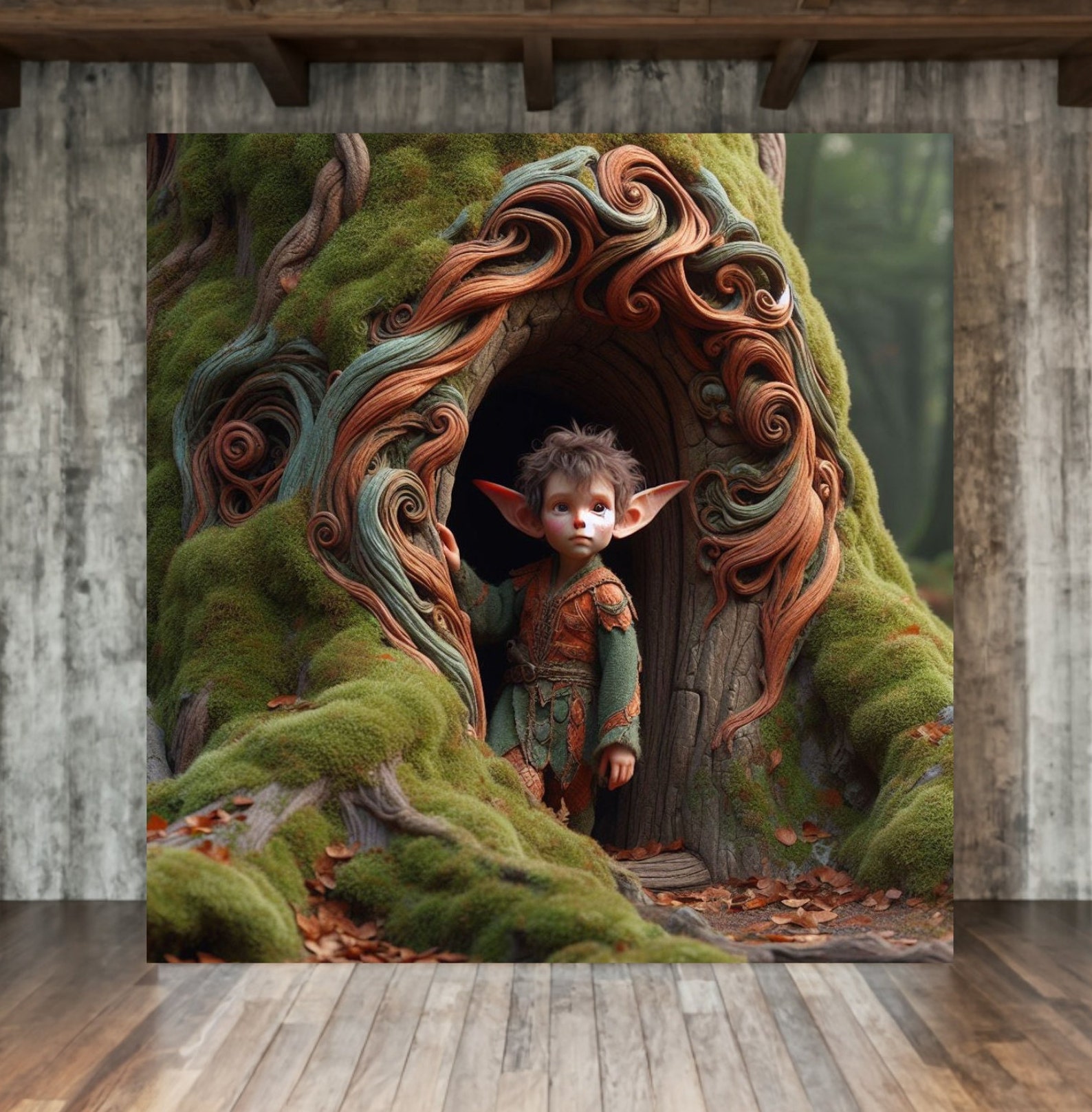 Elf Cute Cottagecore Muted Colors Canvas Wall Art Print Woodland Sprite ...