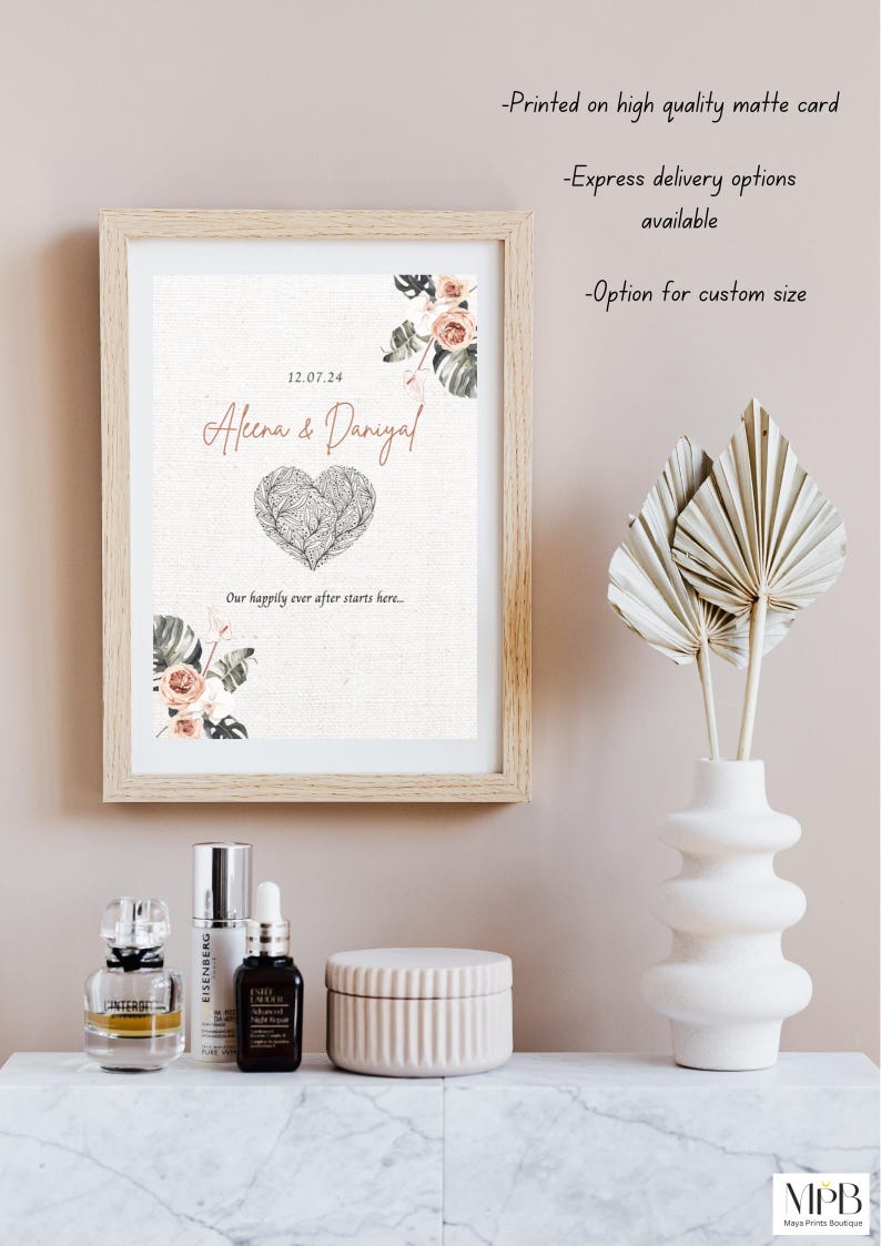 Customised Wedding Print for Frames, Personalised Wedding Print for ...