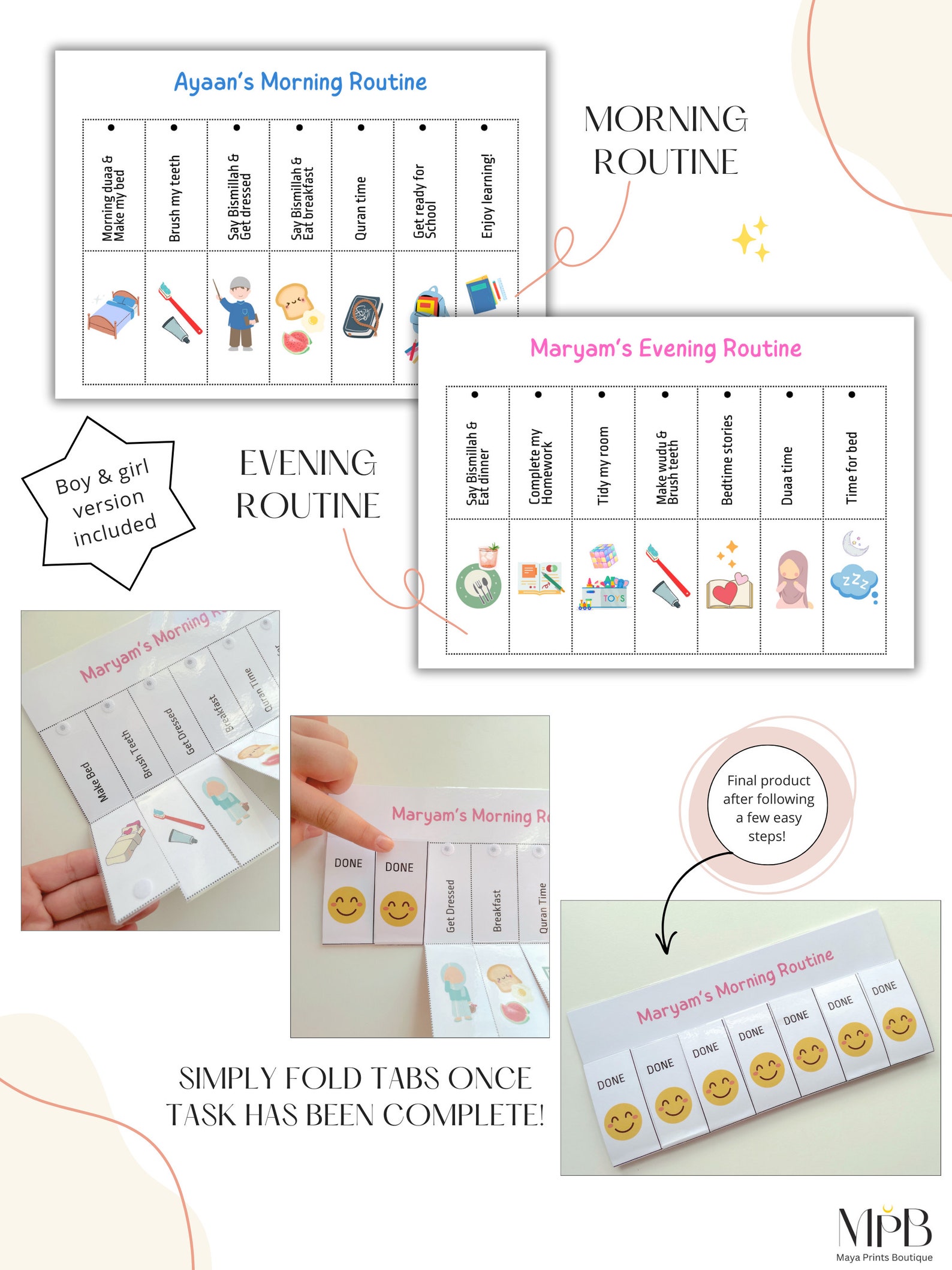 Muslim Daily Routine Flip Chart /visual Aid Chart for Boys Girls ...