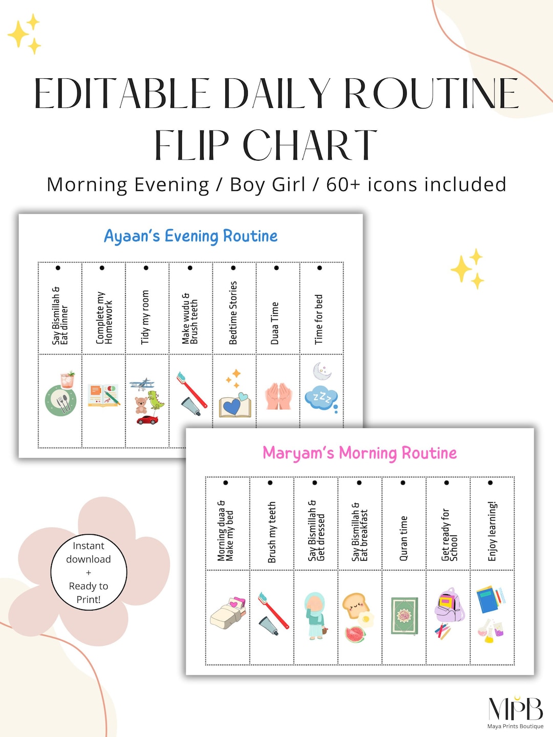 Muslim Daily Routine Flip Chart /visual Aid Chart for Boys Girls ...