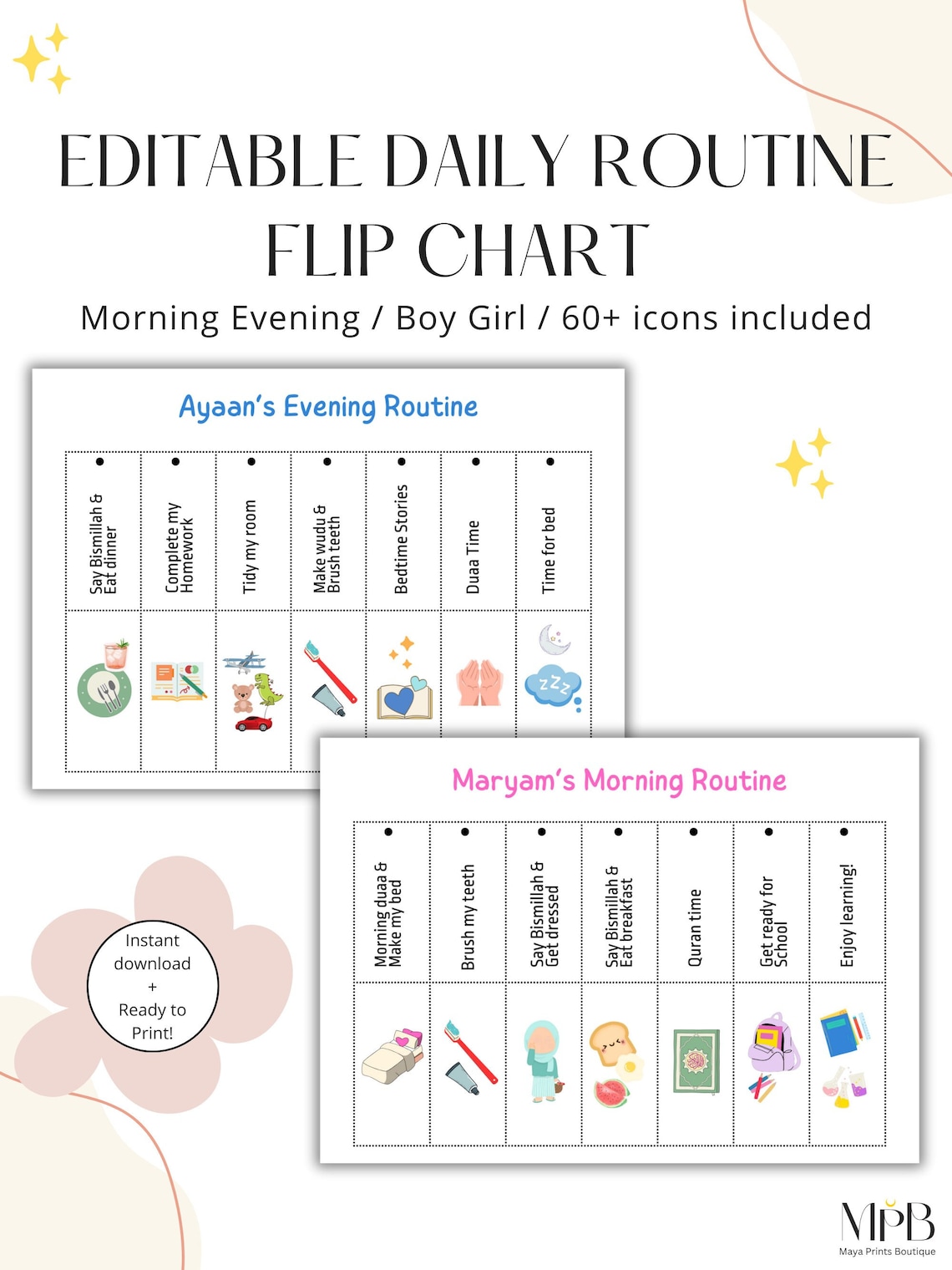 Muslim Daily Routine Flip Chart /visual Aid Chart for Boys Girls ...