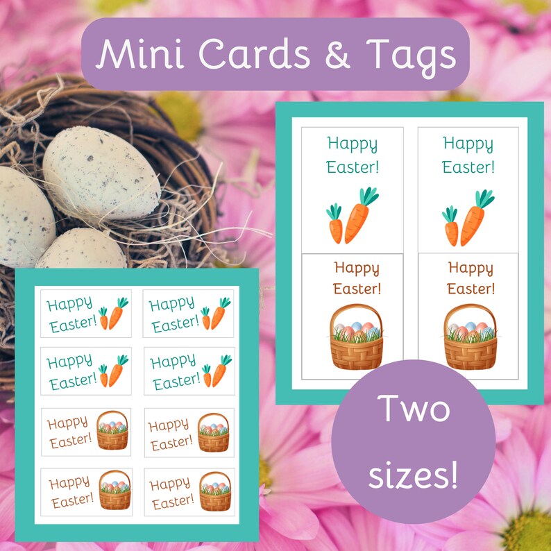 Cute Carrots and Easter Basket Printable Cards and Tags - Etsy