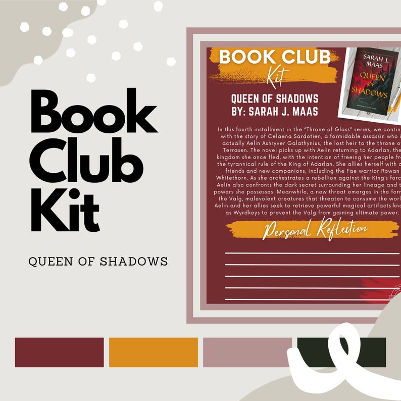 Book Club Kit - Queen of Shadows - Etsy