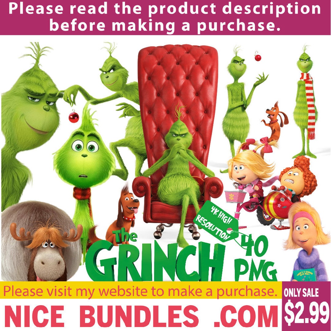 Grinch PNG Cliparts Bundle, Grinch PNG Cartoon Cliparts for Sublimation ...