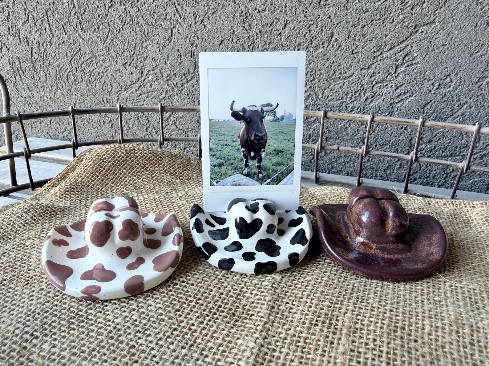 Handmade Ceramic Cowboy Hat Photo Holder: Western Decor - Etsy