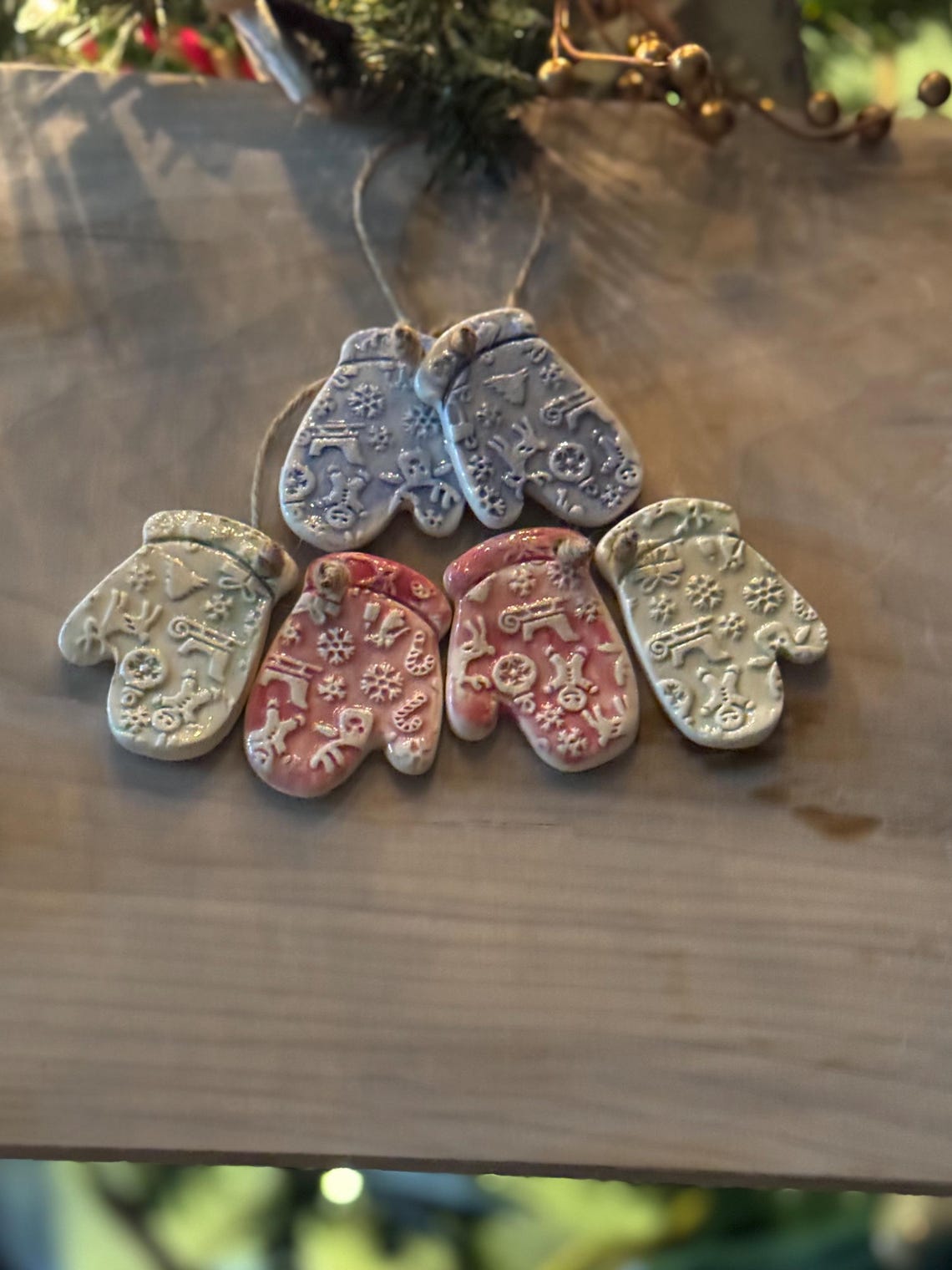 Ceramic Mitten Ornaments for Christmas Tree Decor Holiday Baubles ...