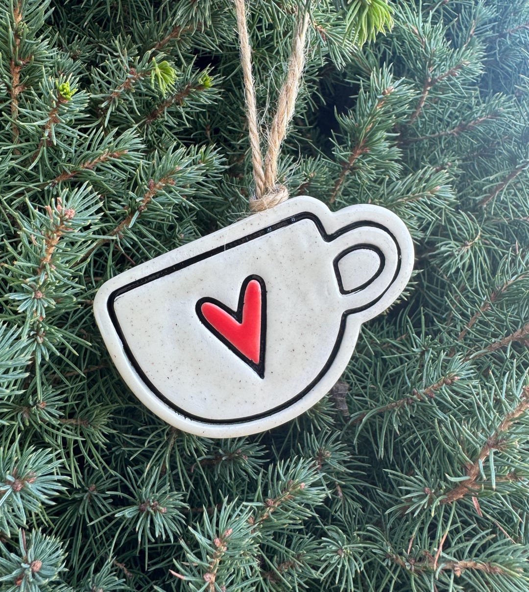 Coffee Mug Ornament for Christmas or Gift Exchange Handmade Bauble With ...