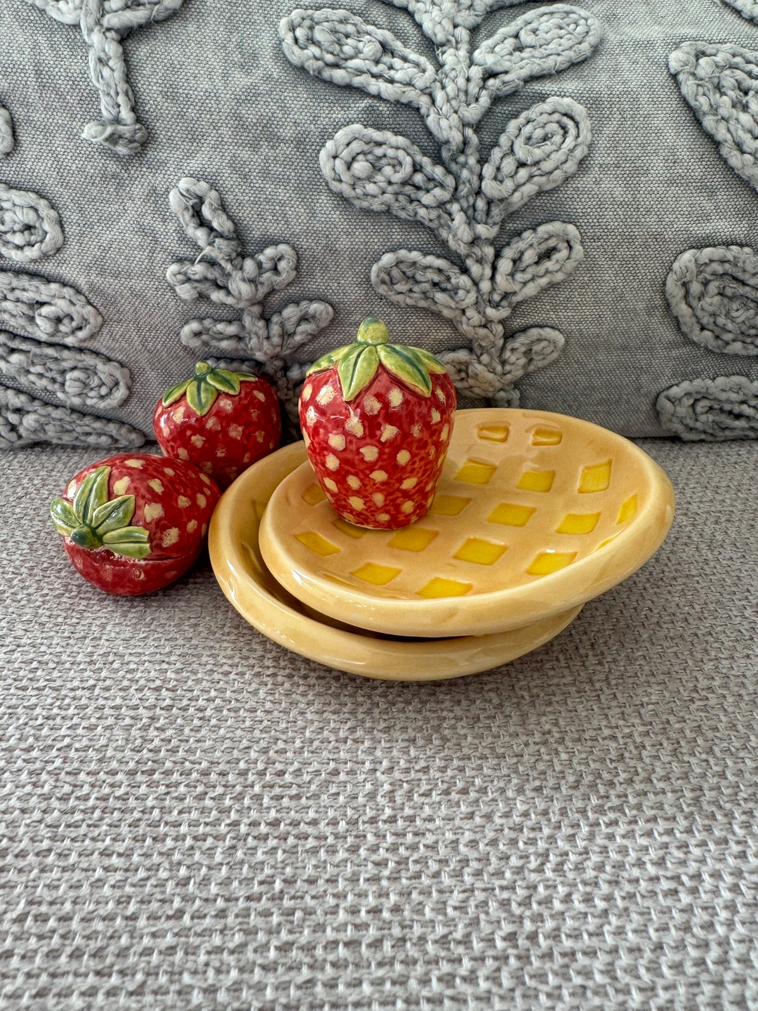 Waffle / Handcrafted Trinket Tray / Ceramic Drop Dish / Hand Shaped ...