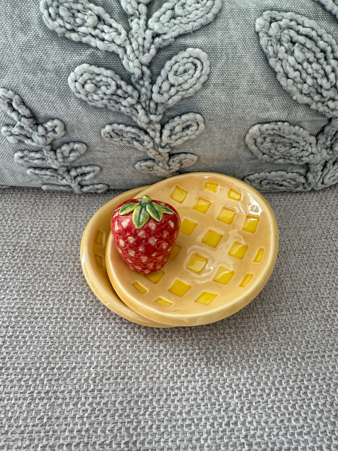 Waffle / Handcrafted Trinket Tray / Ceramic Drop Dish / Hand Shaped ...