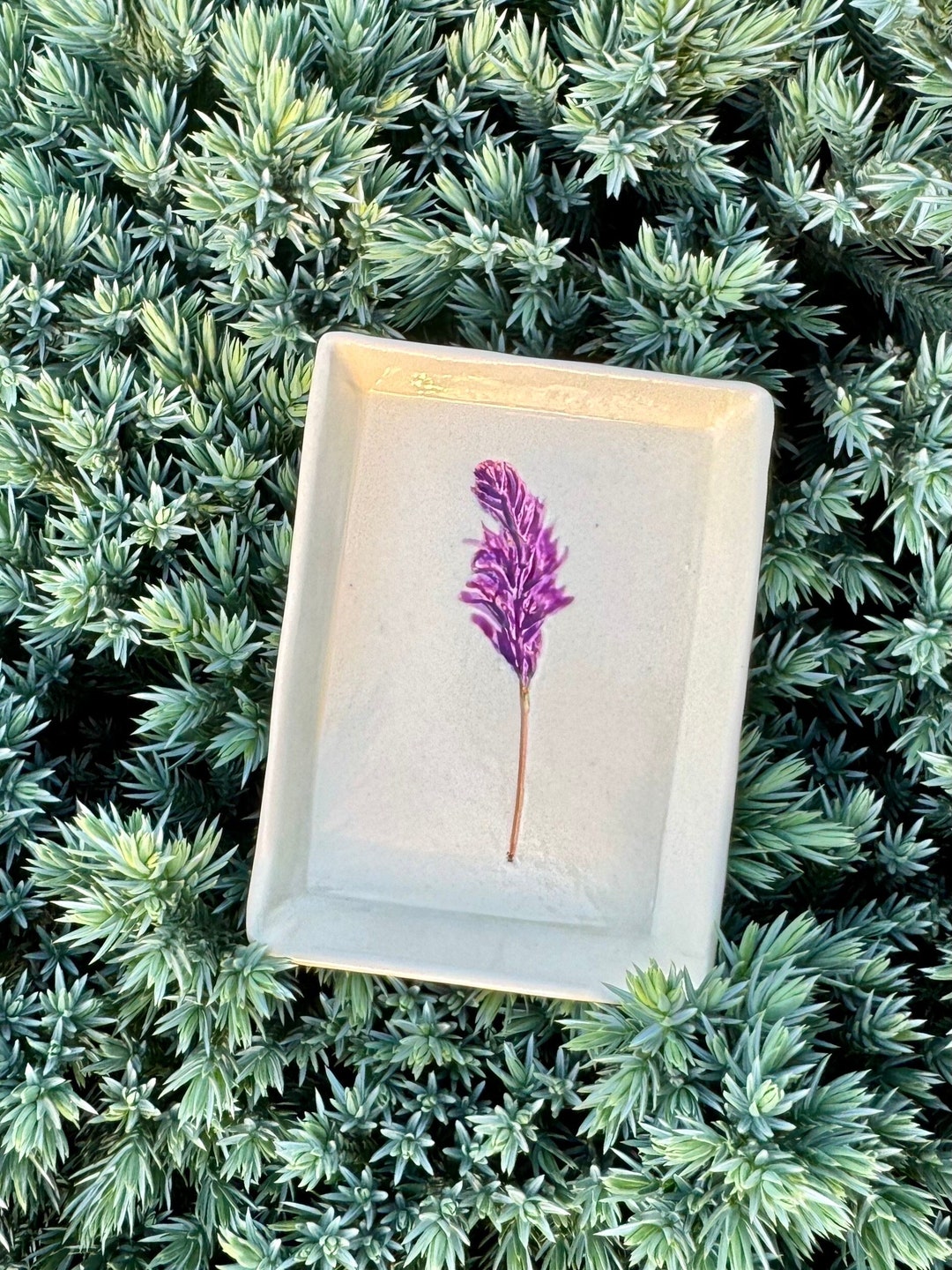 Lavender Flower Dish / Handcrafted Trinket Tray / Ceramic Drop Dish ...