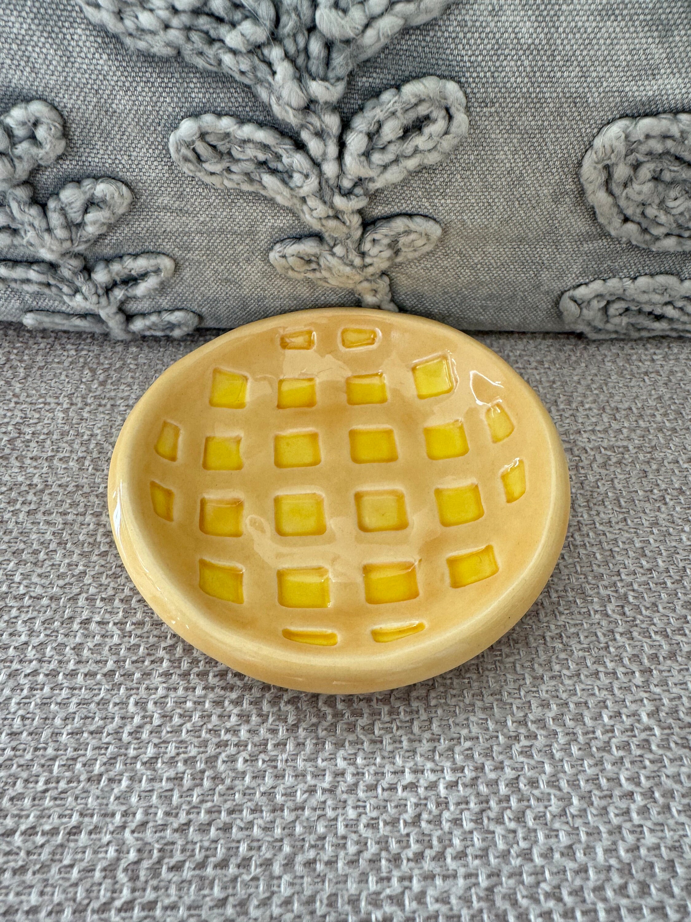 Waffle / Handcrafted Trinket Tray / Ceramic Drop Dish / Hand Shaped ...