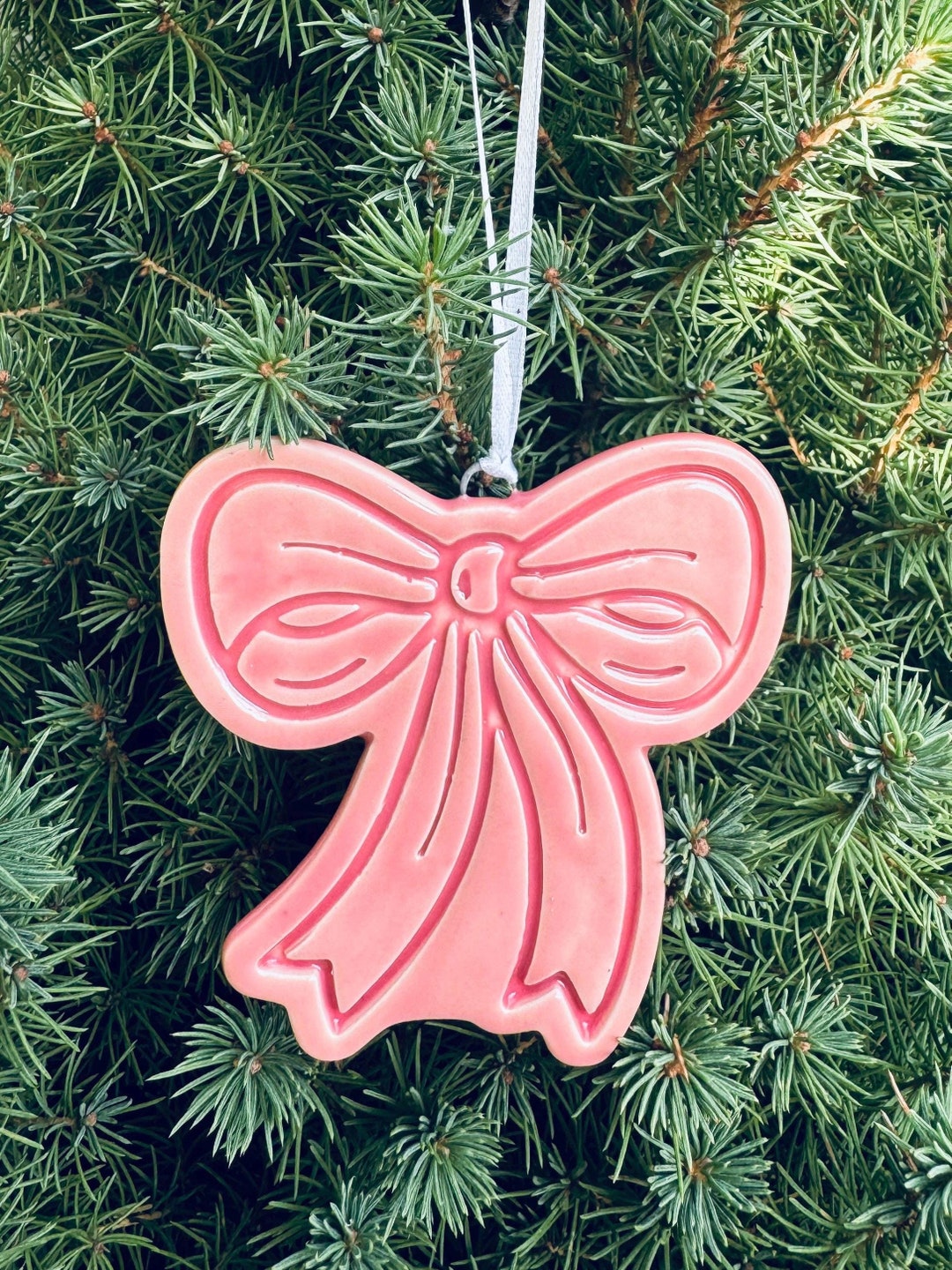 Handmade Ceramic Bow Ornament: Pink Coquette Christmas Decor - Etsy