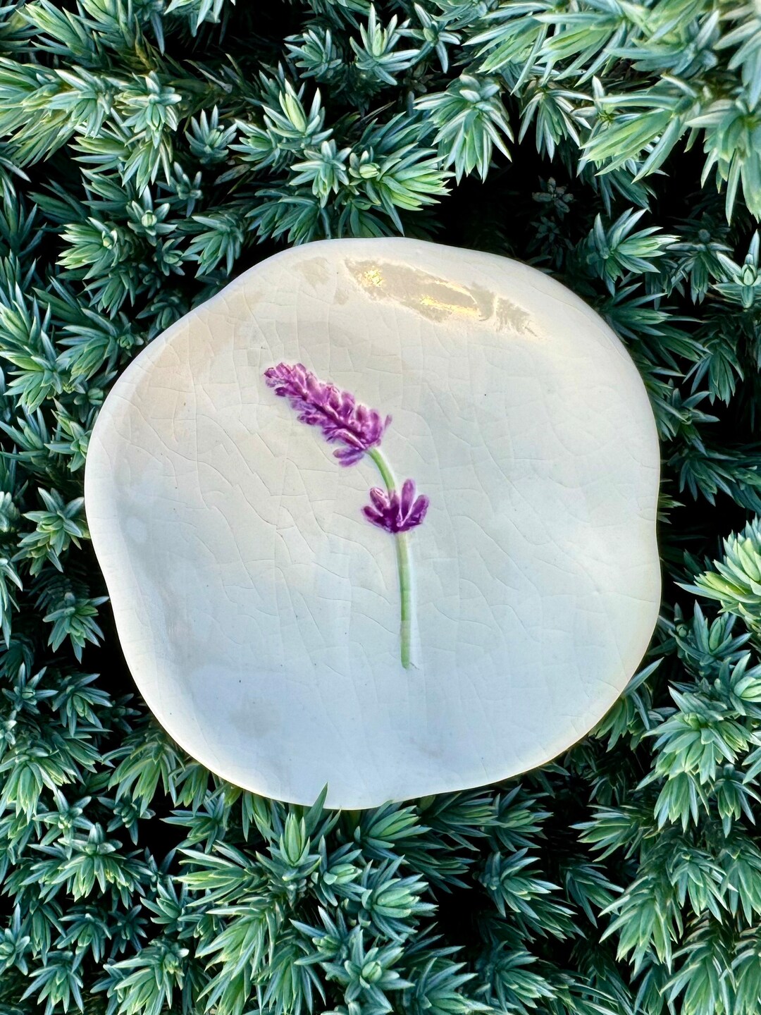 Lavender Flower Dish / Handcrafted Trinket Tray / Ceramic Drop Dish ...