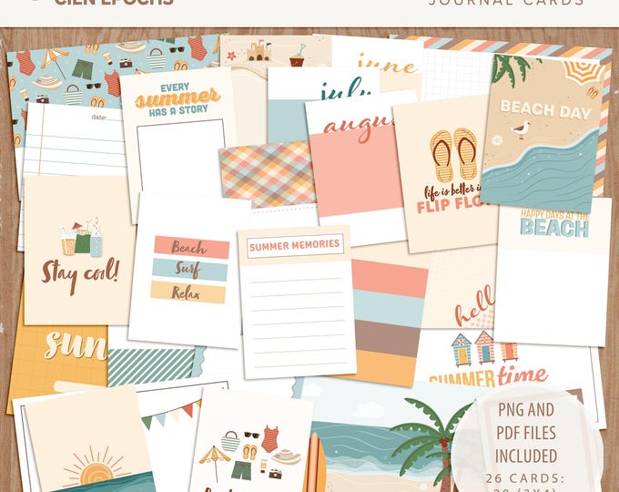 Summer at the Beach Journaling Cards Project Life Cards Pocket ...