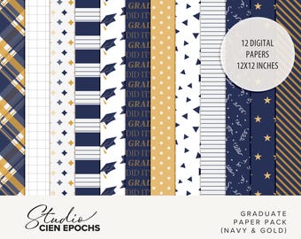 Green and Gold Graduation Digital Papers Scrapbooking - Etsy