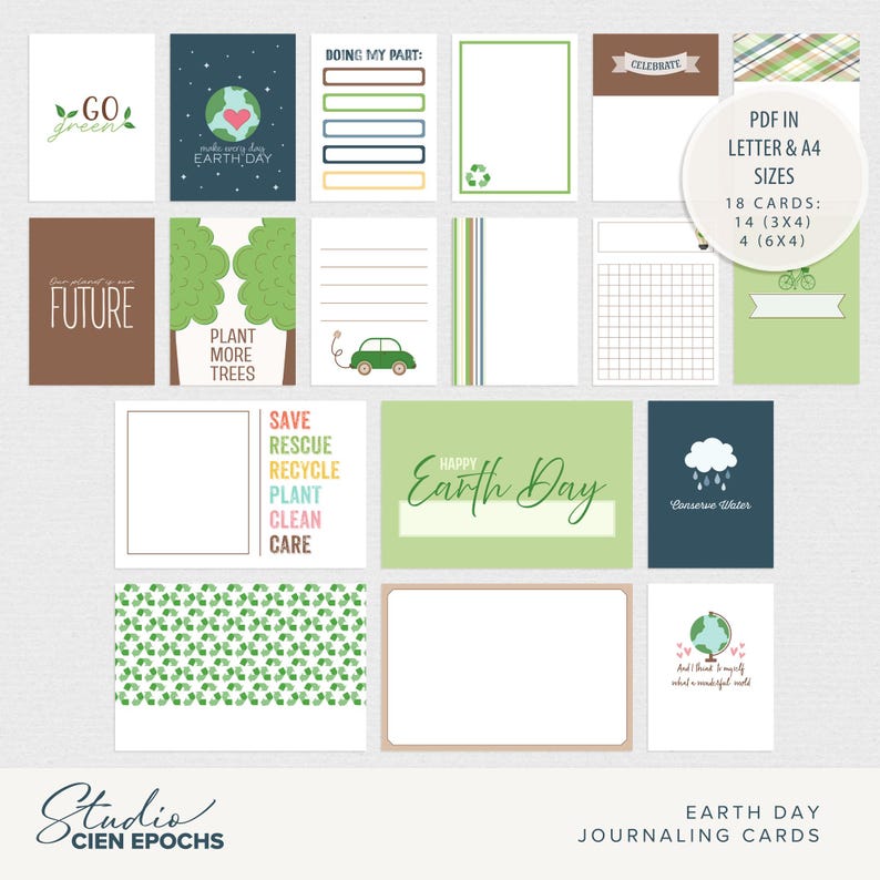 Earth Day Journaling Cards | Project Life Cards | Pocket Scrapbooking ...