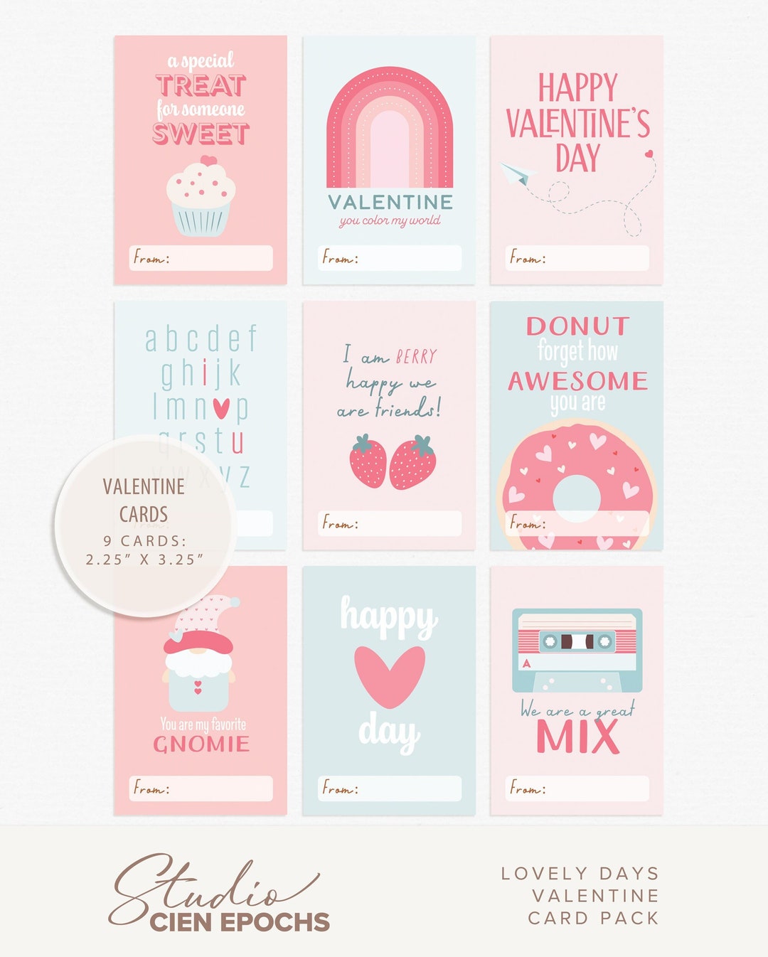 Printable Valentine's Day Cards for Kids Lovely Days Collection - Etsy ...