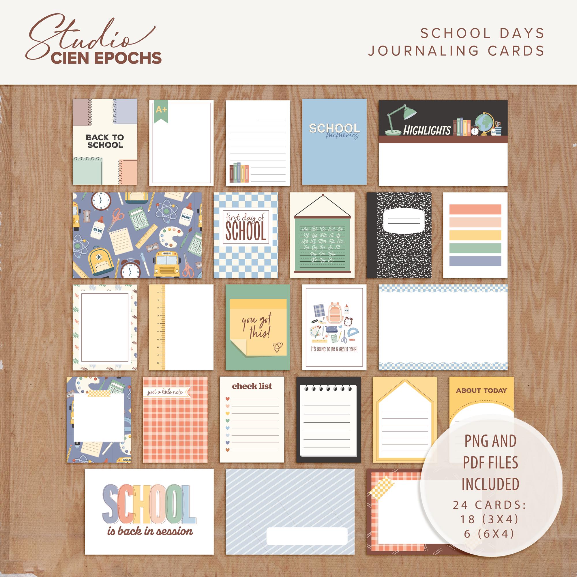 School Days Kit: Elements, Journaling Cards, and Papers (digital ...