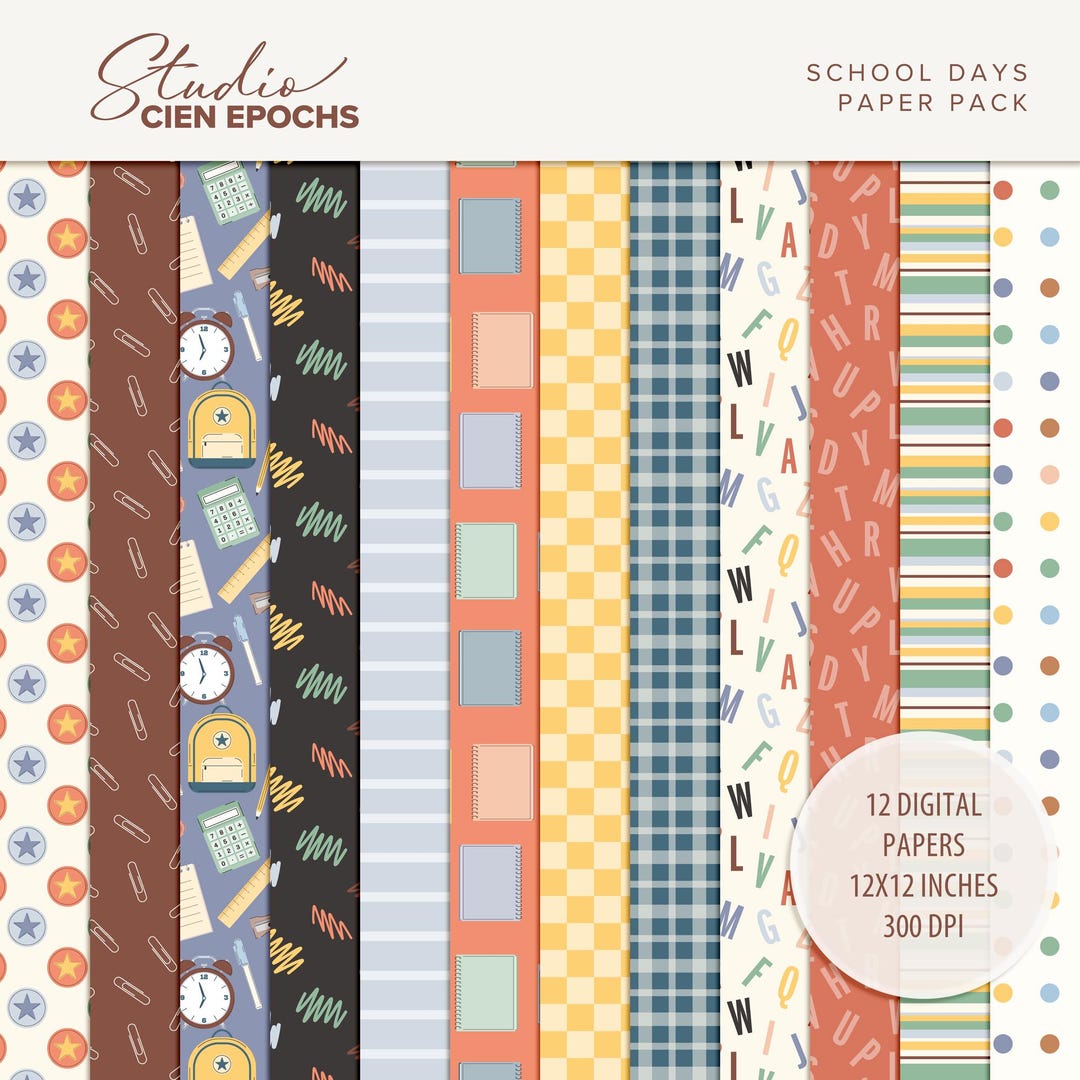 School Days Paper Pack (digital Download) - Etsy