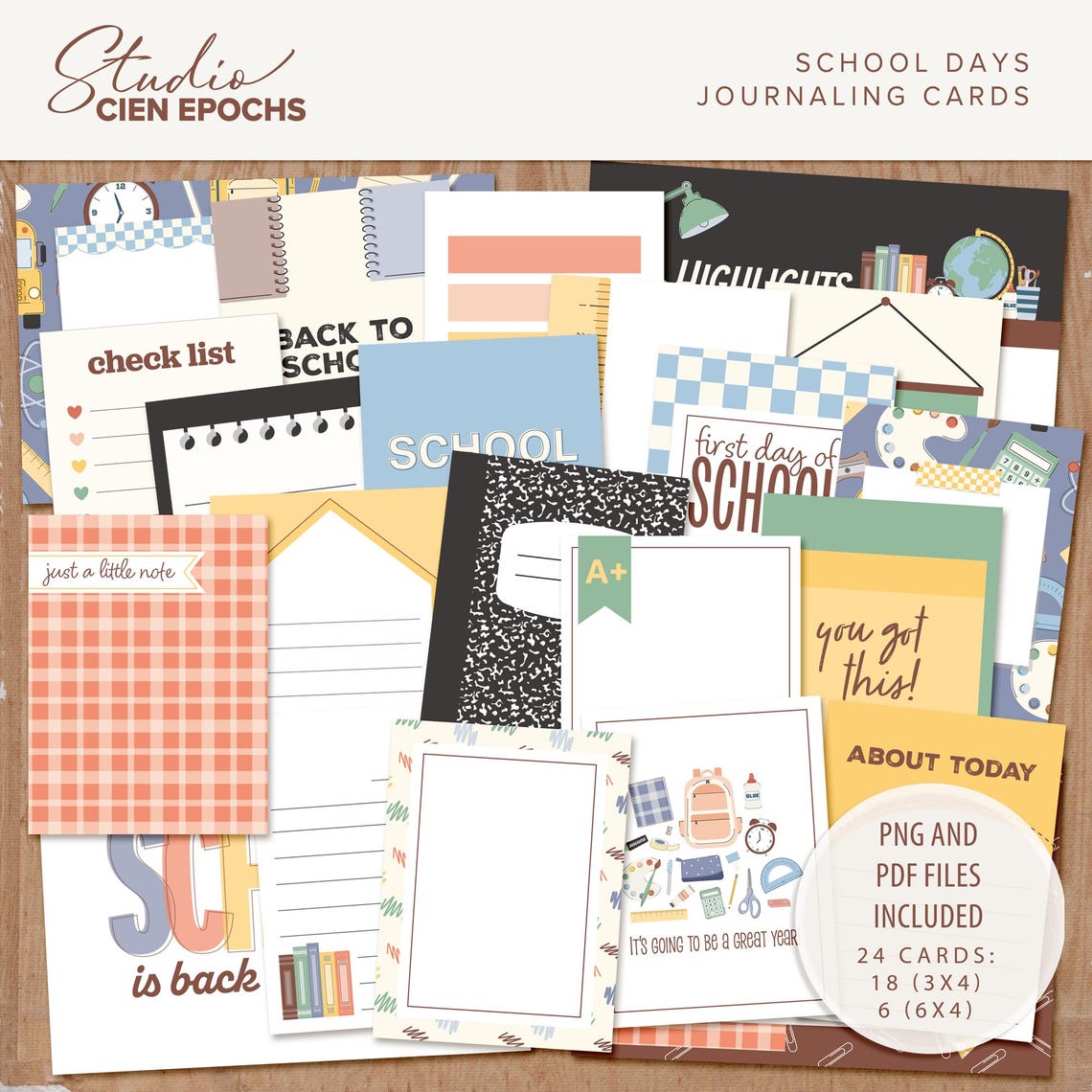 School Days Kit: Elements, Journaling Cards, and Papers (digital ...