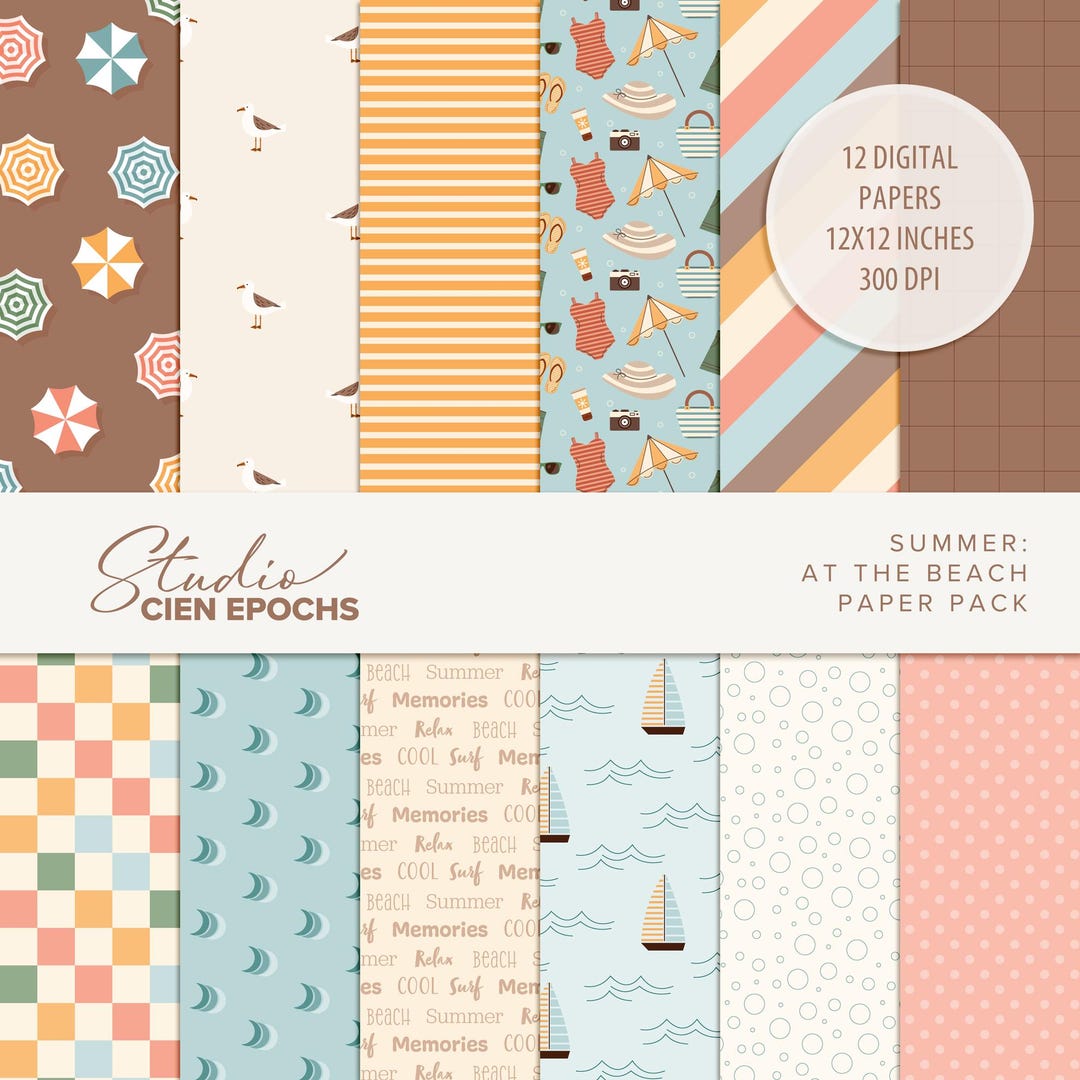 Summer: at the Beach Digital Paper Scrapbooking Easy Printing - Etsy