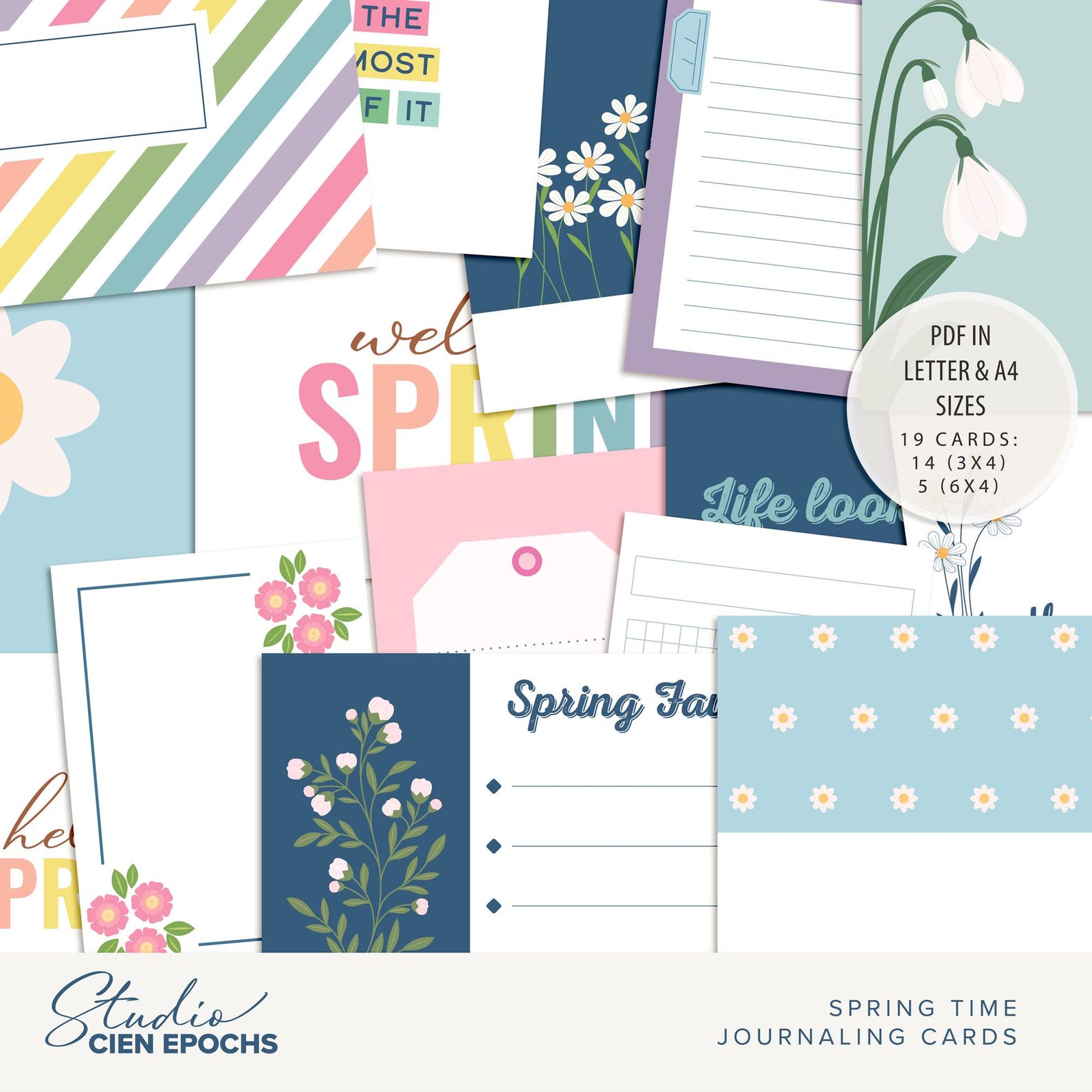 Spring Time Journaling Cards | Project Life Cards | Pocket Scrapbooking ...
