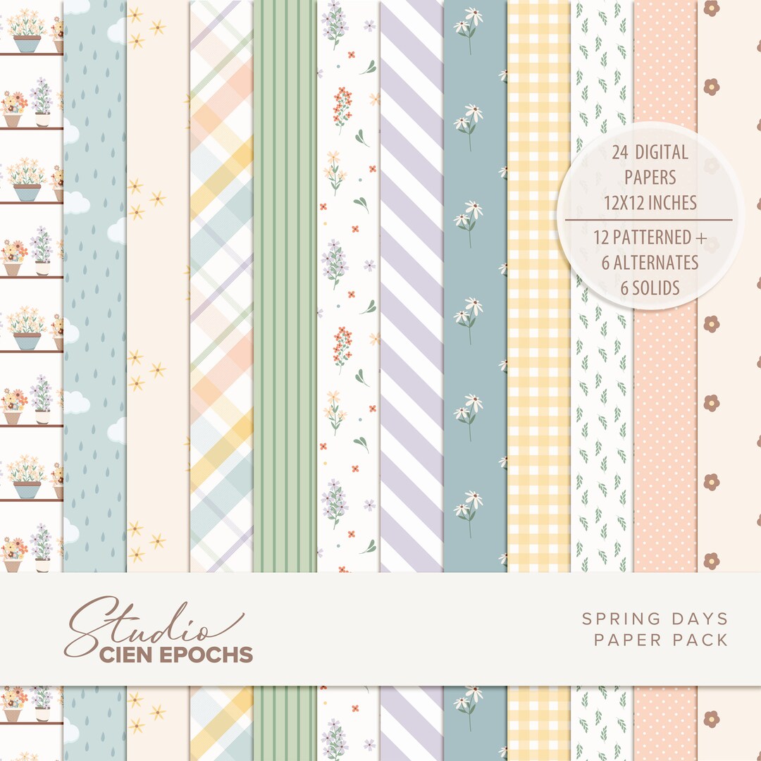 Spring Days Digital Scrapbooking Papers - Etsy
