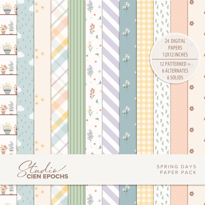 Spring Days Digital Scrapbooking Papers - Etsy