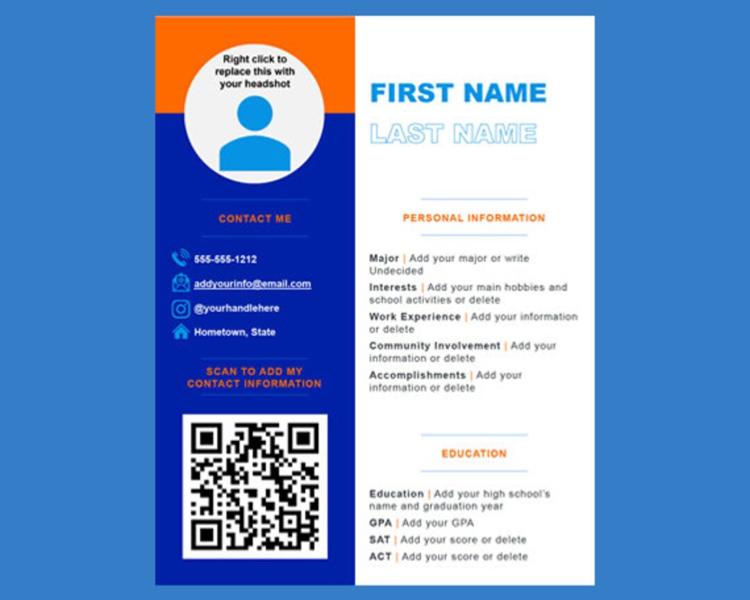 Resume Template for Fraternity Rush, Sorority Rush, or a Job Florida - Etsy