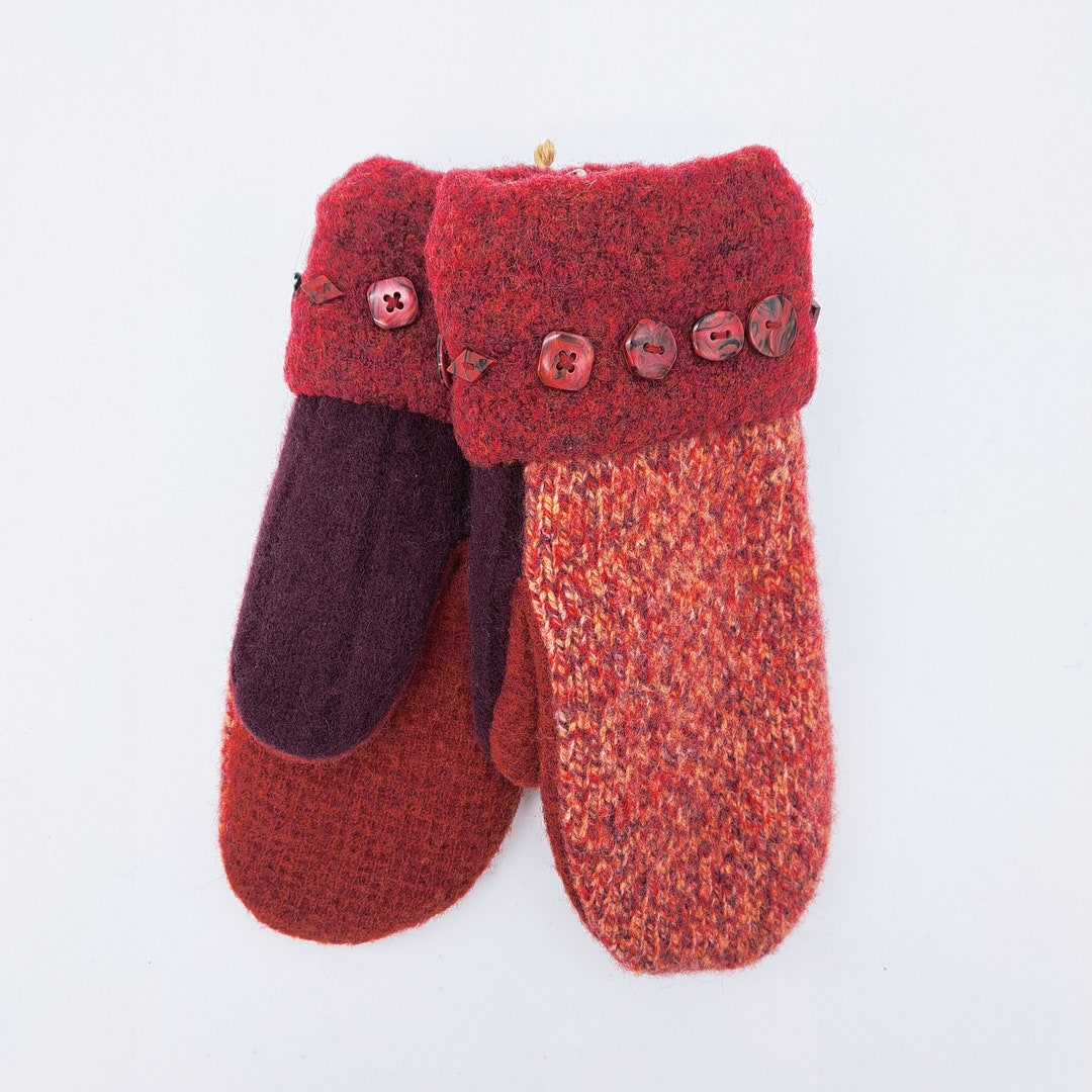 Handmade Wool Mittens Made From Wool Sweaters Fleece Lined Size S/M - Etsy