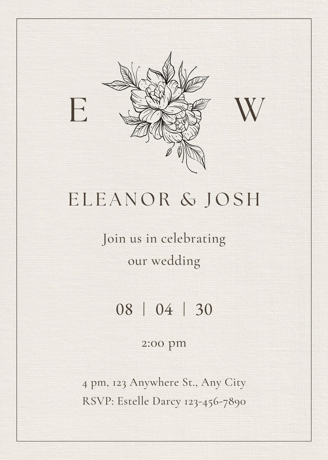 Beige Rustic Wedding Invitation Template - Etsy