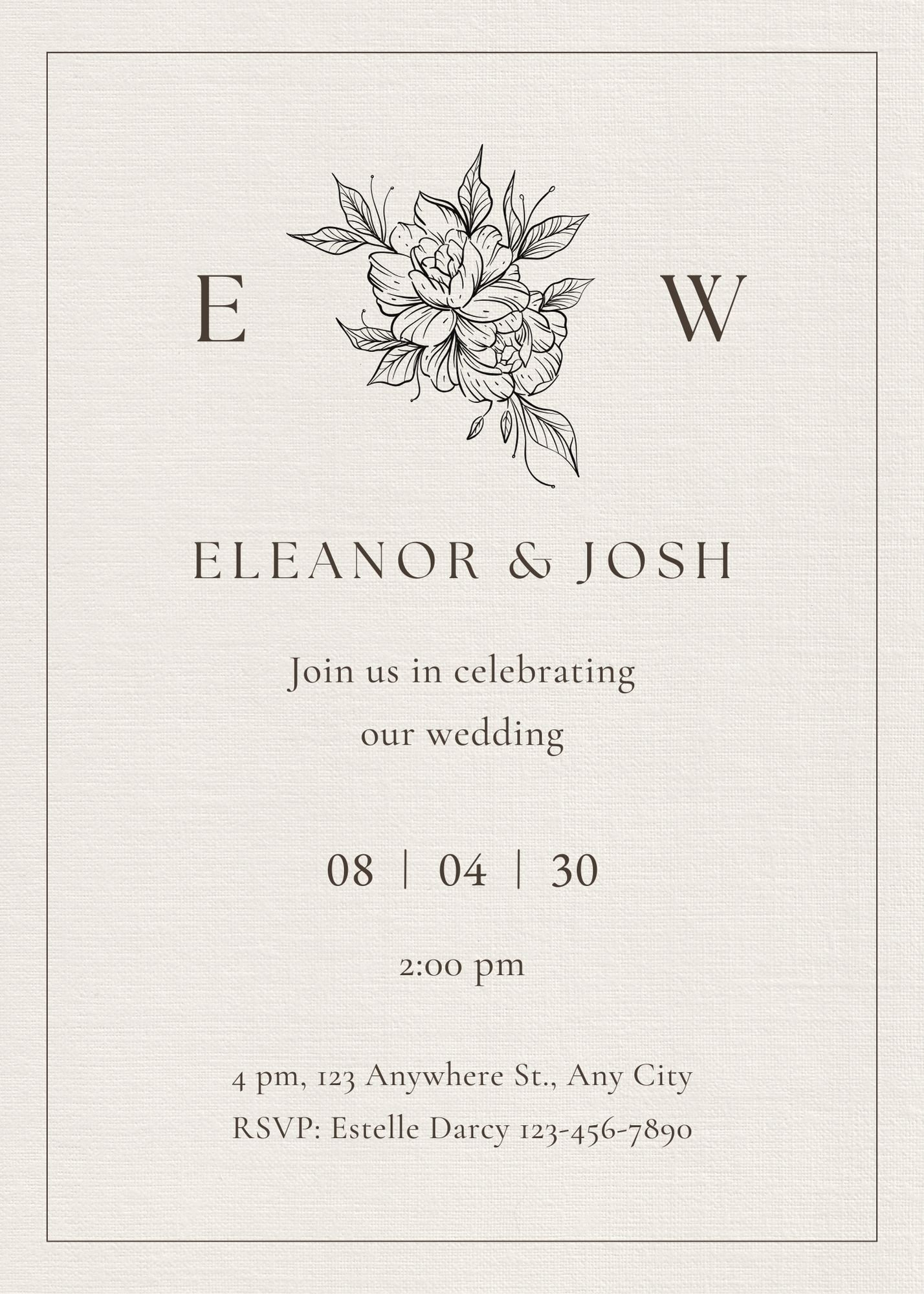 Beige Rustic Wedding Invitation Template - Etsy