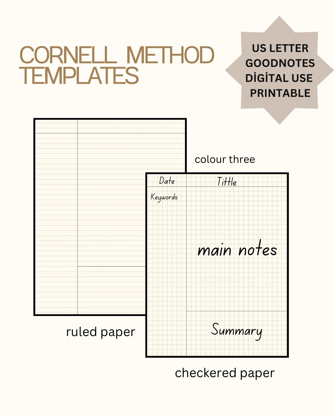 Digital Tri-color Cornell Method Notesheet: Organize Your Studies With ...