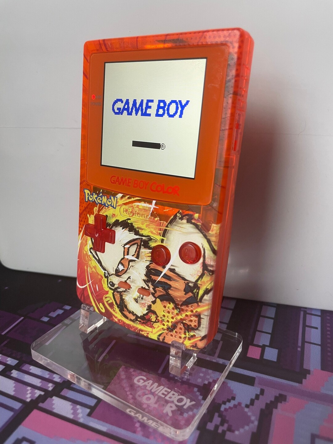 Custom Modded GAMEBOY Color IPS Backlit Larger Display Mod GBC arcanine ...