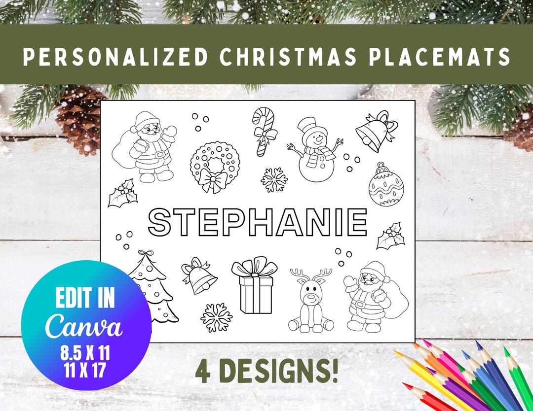 EDITABLE Christmas Placemats for Kids, Personalized Christmas, Kids ...