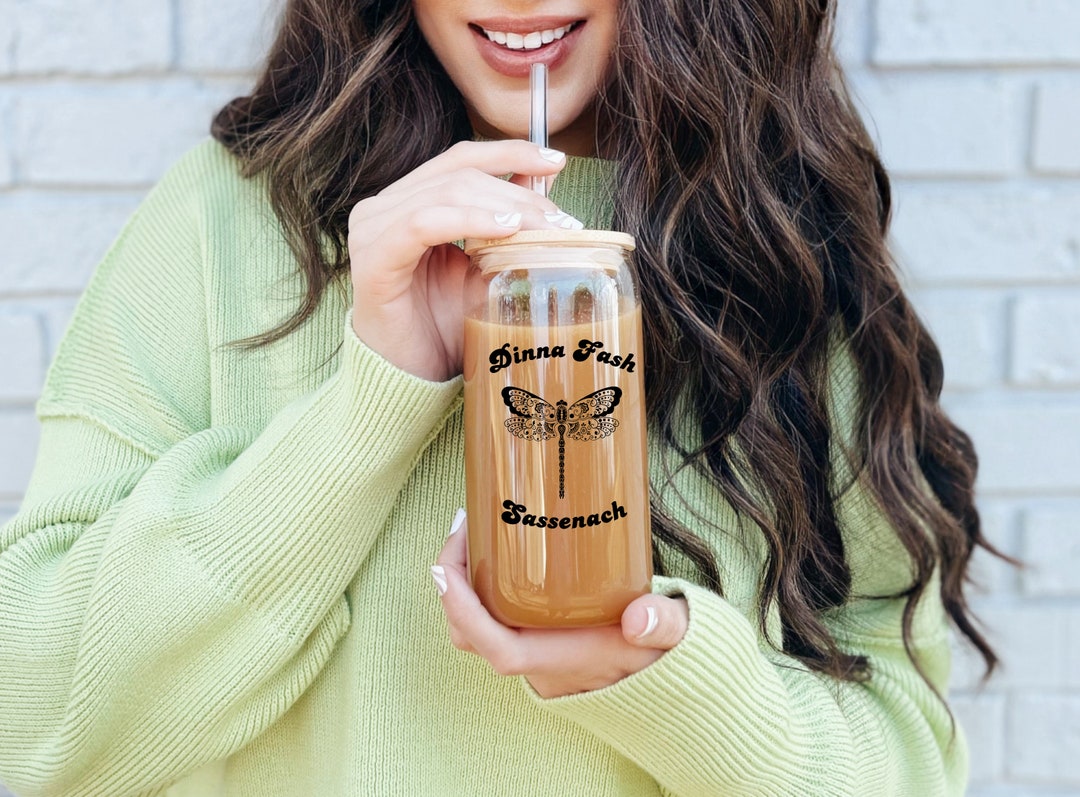 Beer Glass Can Sipper With Bamboo Lid and Straw/16oz. "dinna Fash ...