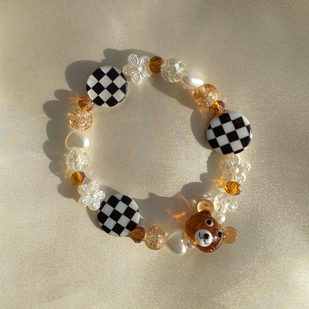 Coquette Teddy Bear Bracelet, Feminine Themed Jewelry for Soft Girl ...