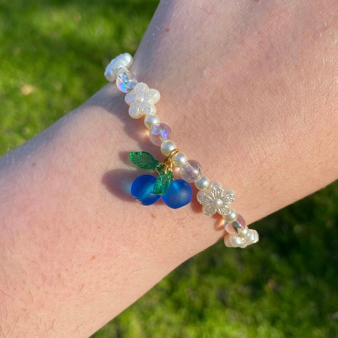 Handmade Blueberry Charm Bracelet: Beaded Cottagecore Jewelry - Etsy